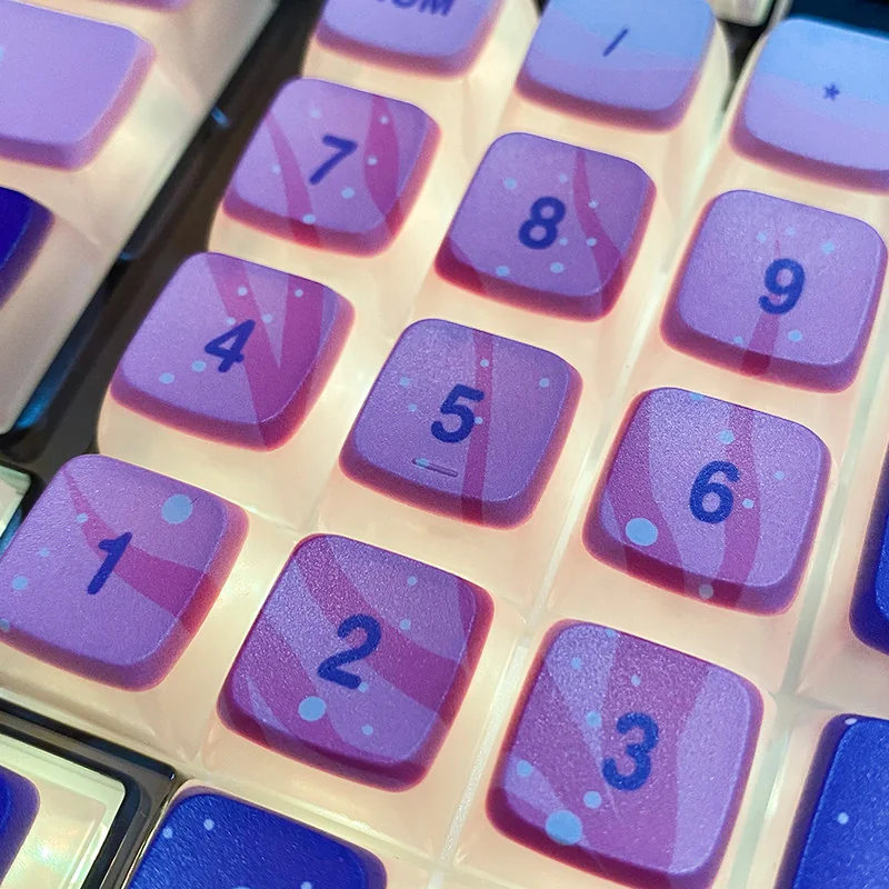 Dreamy Ocean Keycap Set: Luminous Anime Pudding Set