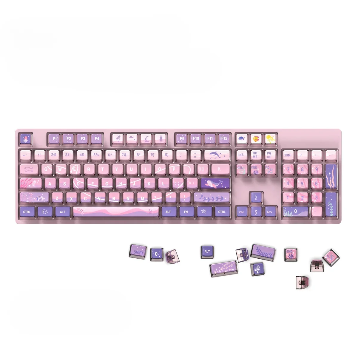Dreamy Ocean Keycap Set: Luminous Anime Pudding Set