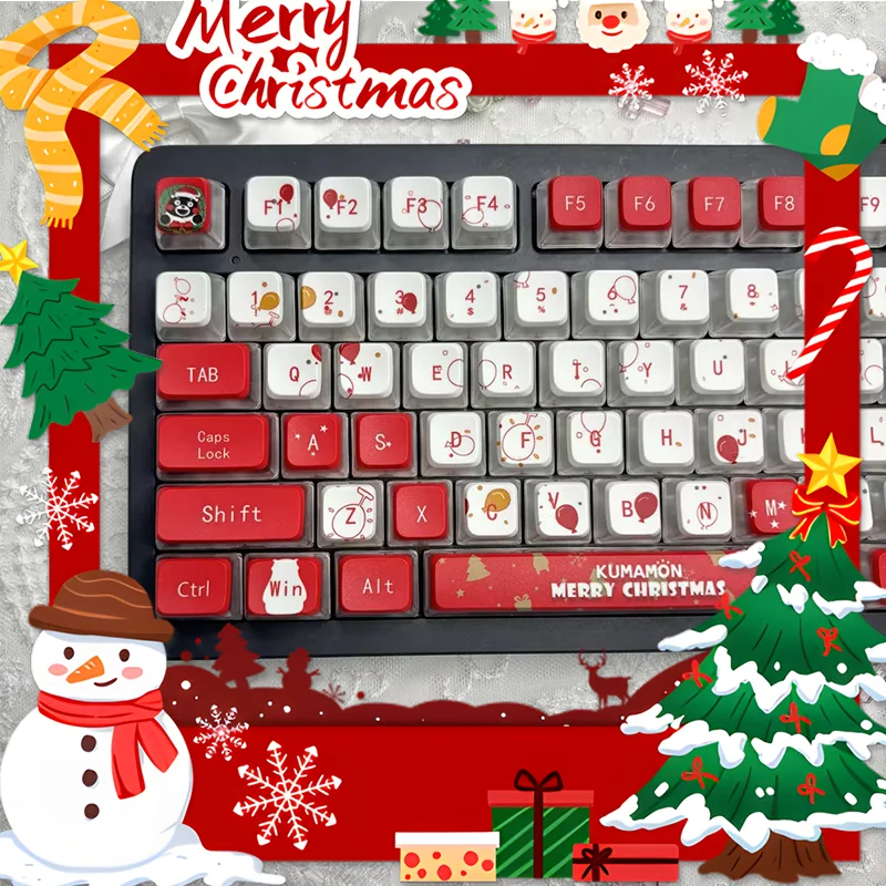 Kumamon Christmas Keycap Set | Festive RGB Translucent