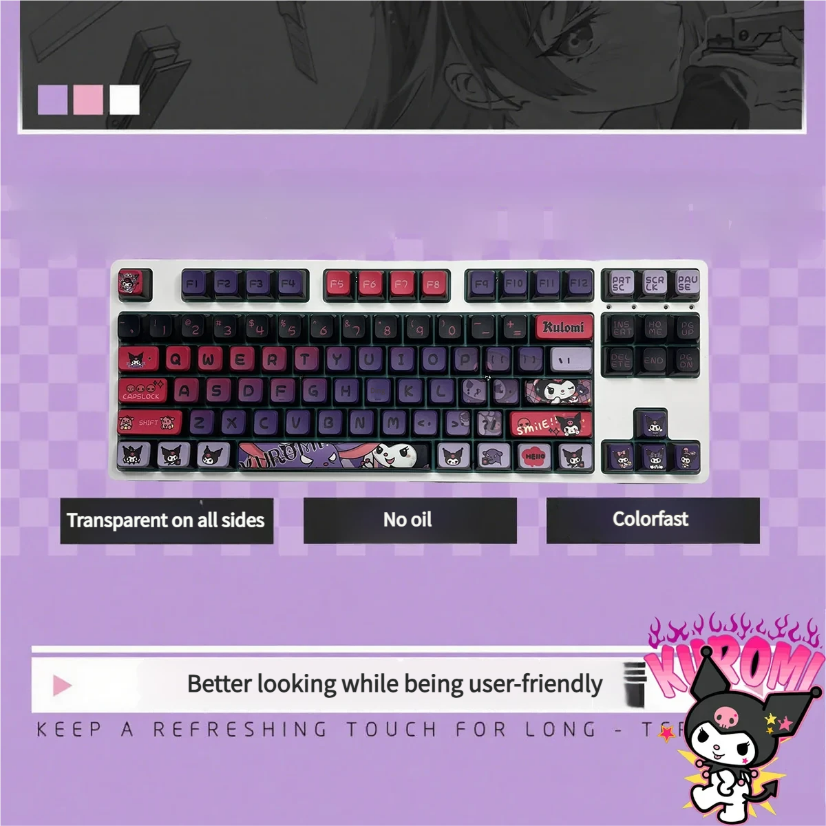 Kuromi Keycap Set | Playful RGB Keycaps for Keyboards