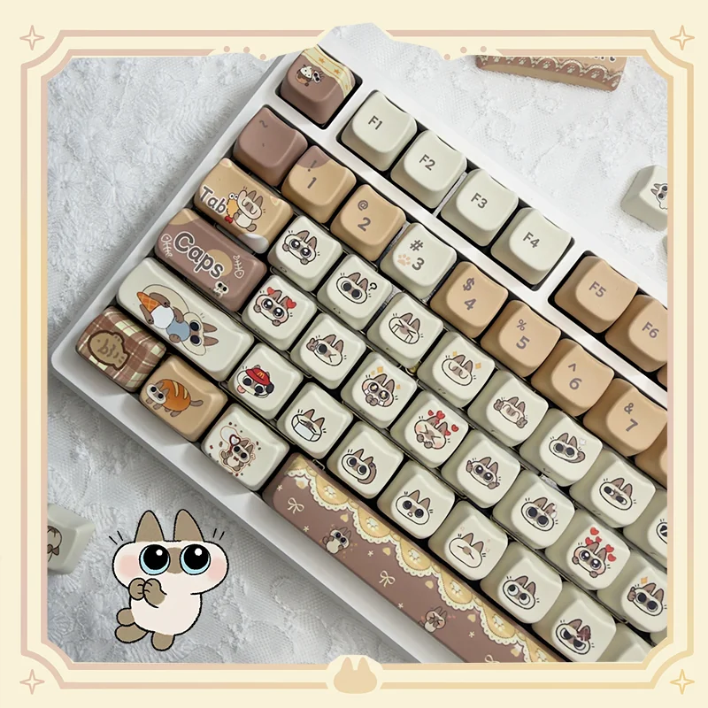 Siamese Cat Keycap Set | Adorable PBT Keycap Set
