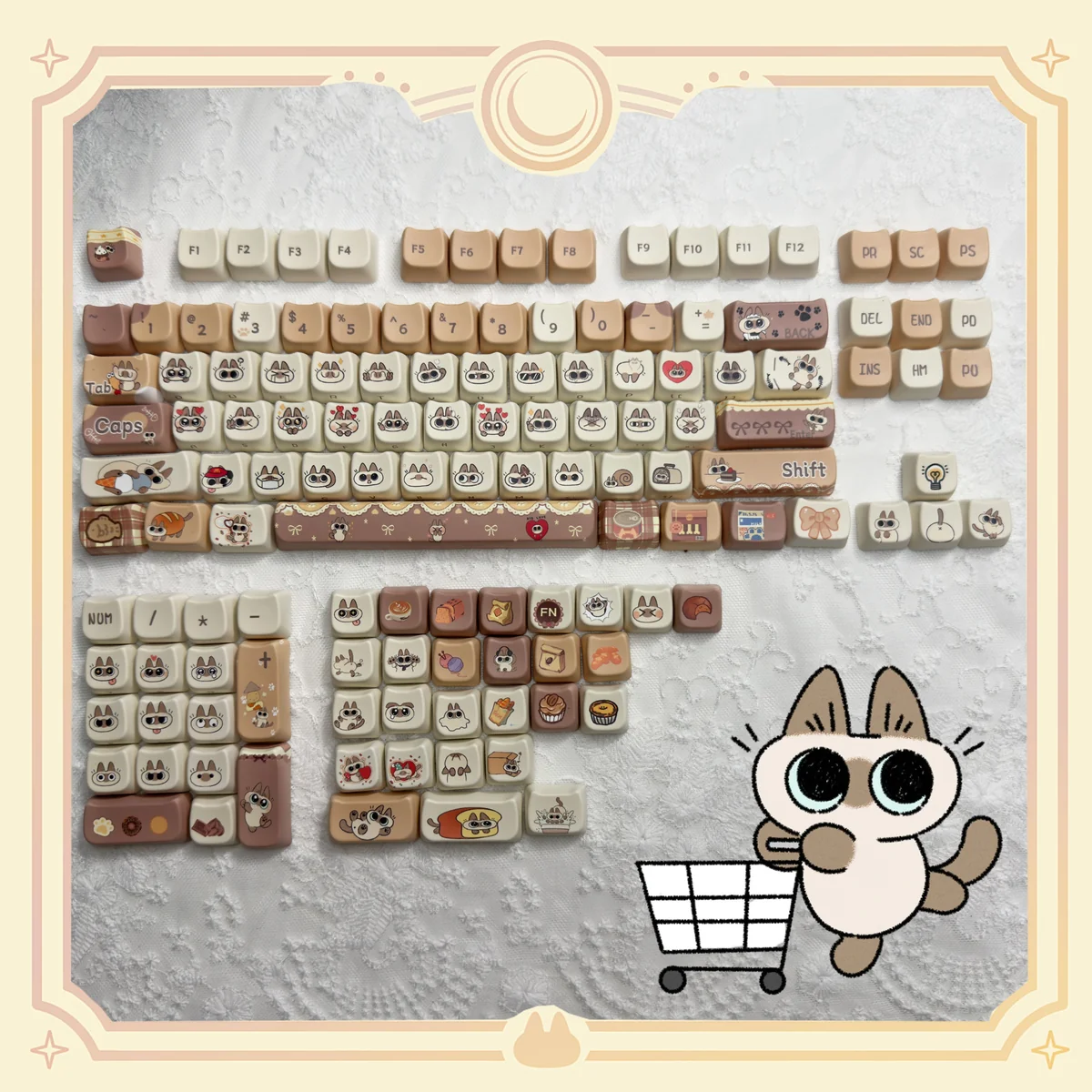 Siamese Cat Keycap Set | Adorable PBT Keycap Set