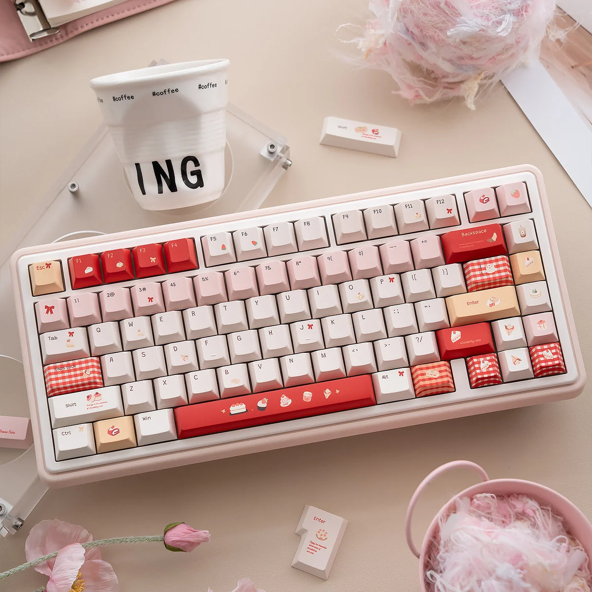 Strawberry Keycaps: Sweet PBT Dye-Sub Set for Keyboards